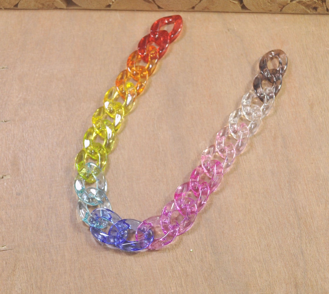 50 Chunky Chain Links,mixed Color Plastic Open Chain Links,curb Chain ...