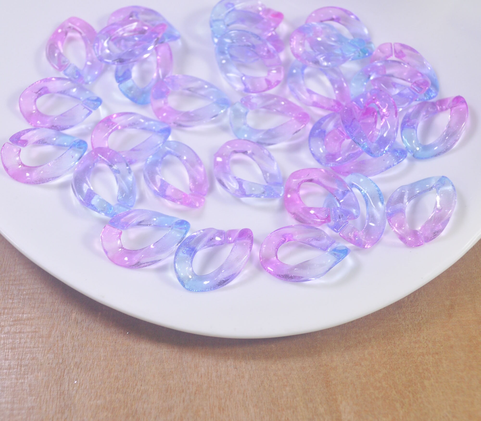 Two Color Transparent Plastic Chain,50pcs Chunky Chain Links,plastic ...