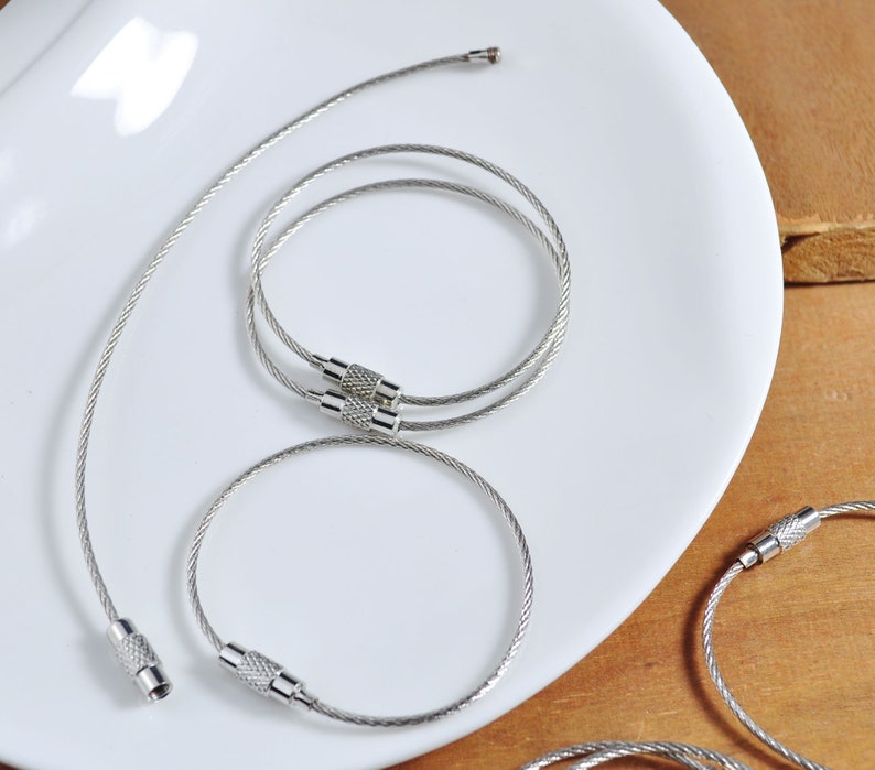 20 Colors Bulk Cable Keychain,1-100pcs Color Coated Stainless Steel ...