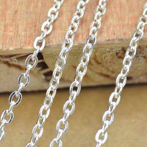 Silver Chain,32ft(10meters) Silver Plated Metal Flat Cable Link Chains ...