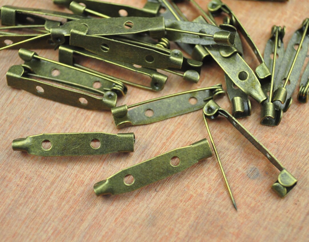 50pc Bronze Pin--antique Bronze Brooch Pin Back 30x5 Mm Metal Bar Pin ...