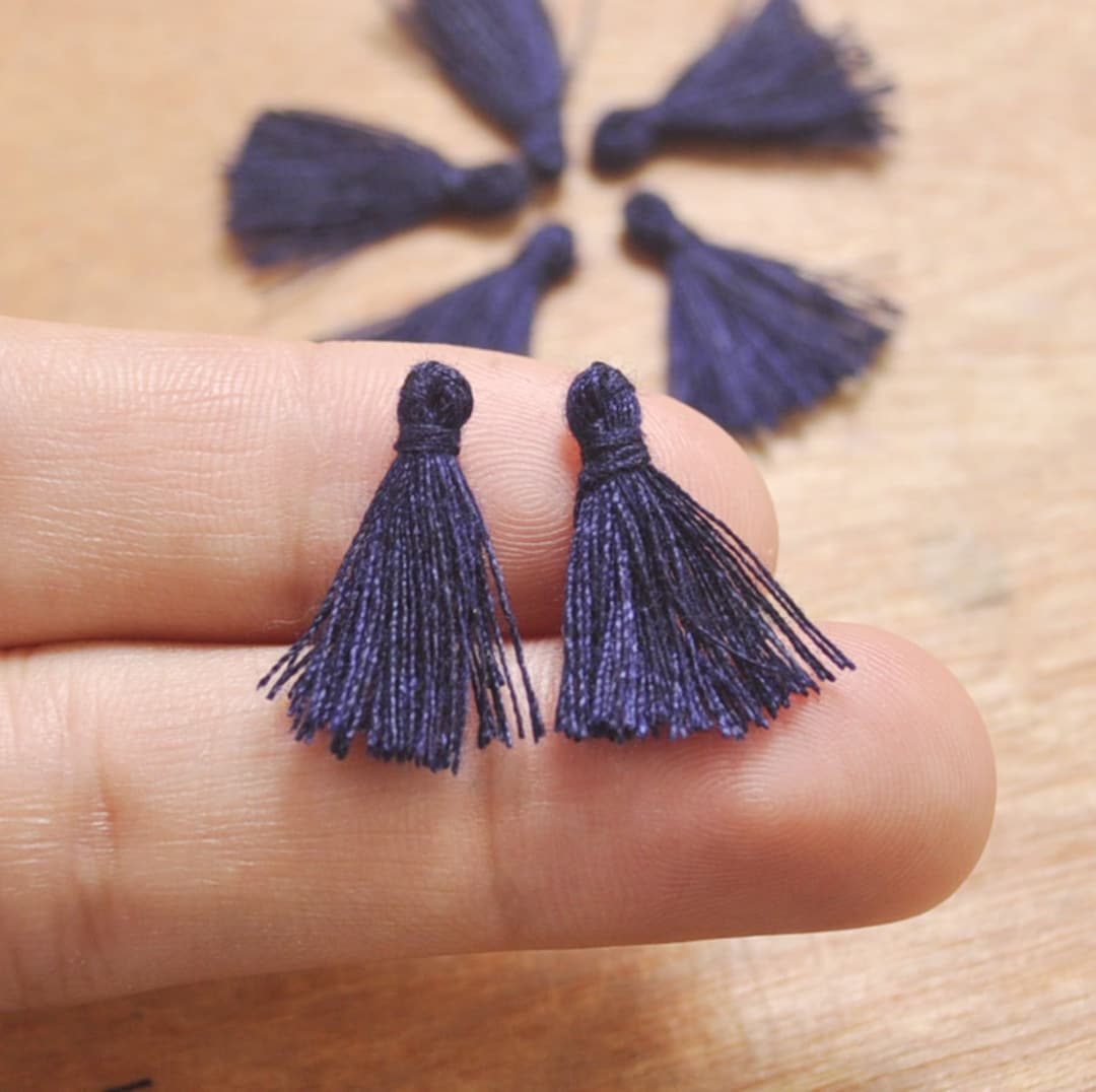 25pcs 17mm Navy Blue Mini Tassels,tiny Short Cotton Tassels Handmade ...