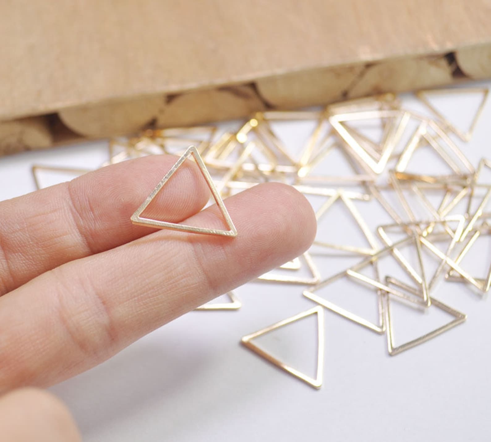 30pcs KC Gold Triangle Charm,brass Triangle Rings,kc Gold Plated ...