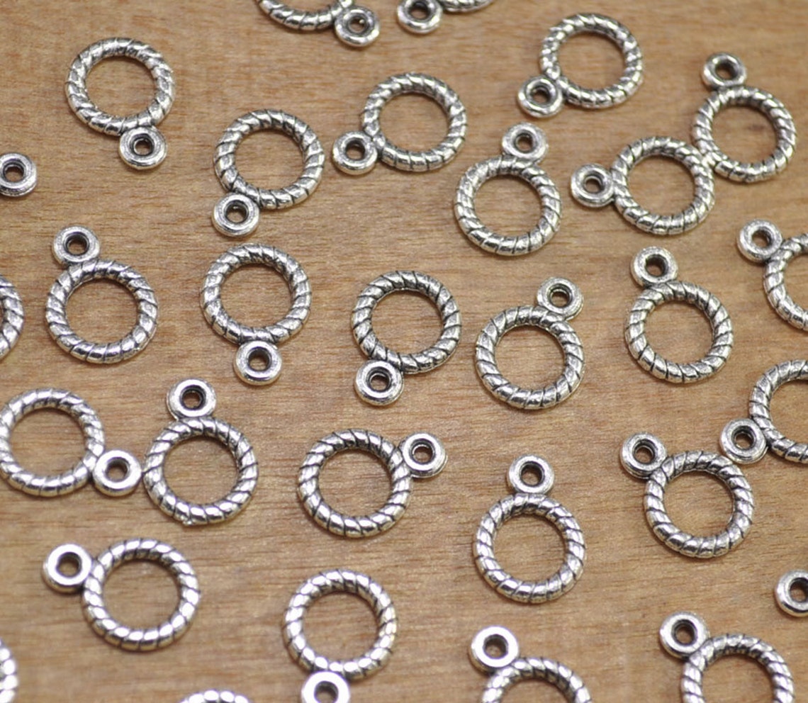 Tiny Ring Charm,50pcs Round Circle Loop Ring Pendants,antique Silver ...