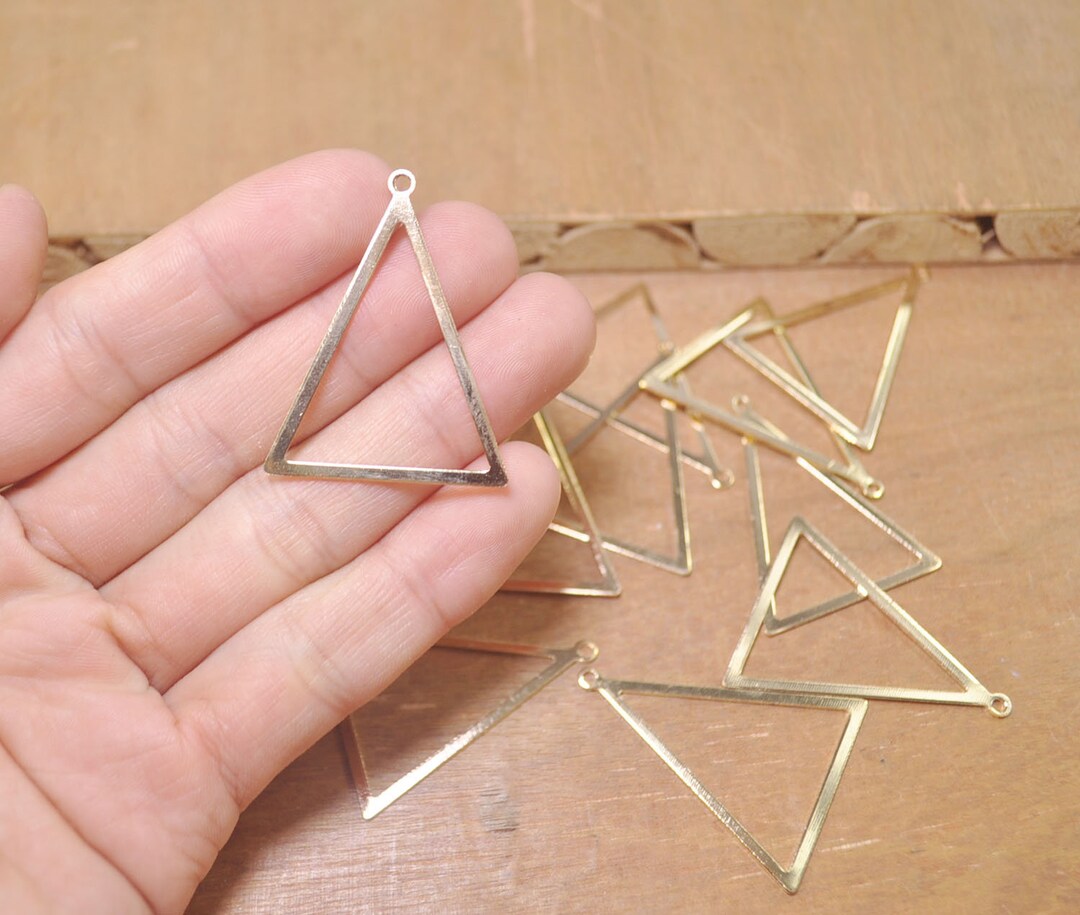 10pcs KC Gold Plated Triangle Pendant Charm,brass Triangle Rings ...