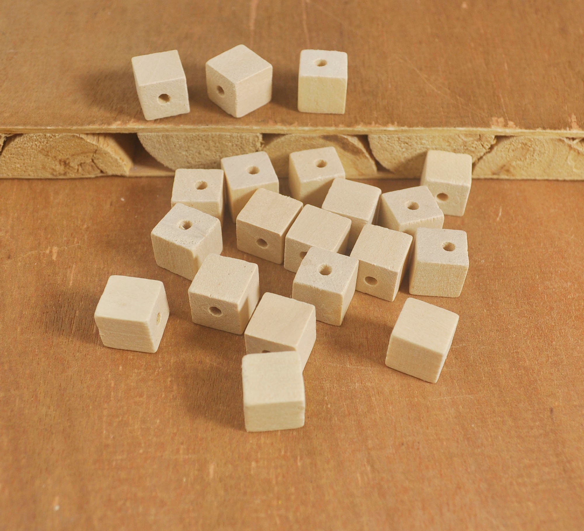 50/30/25/20/15/12/10mm Natural Wooden Cube Beadsunfinished | Etsy