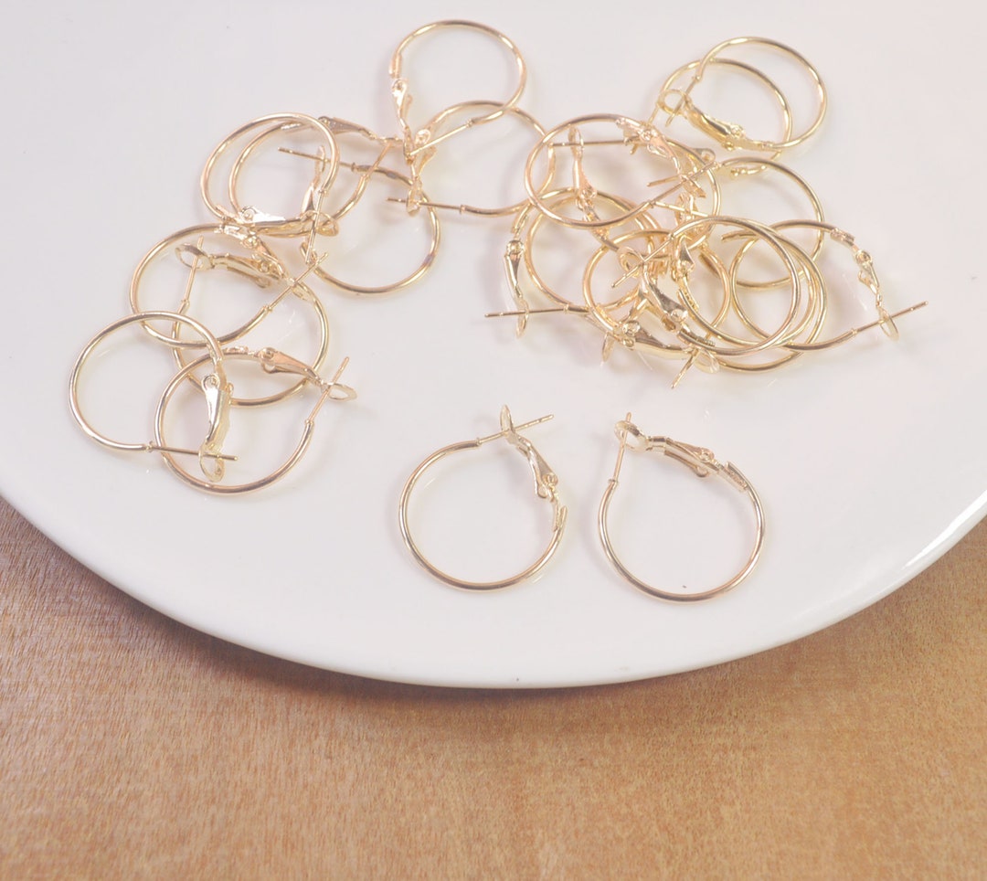 Small Earring Hoops,50pcs 20mm KC Gold Plated Metal Earring Hoops ...