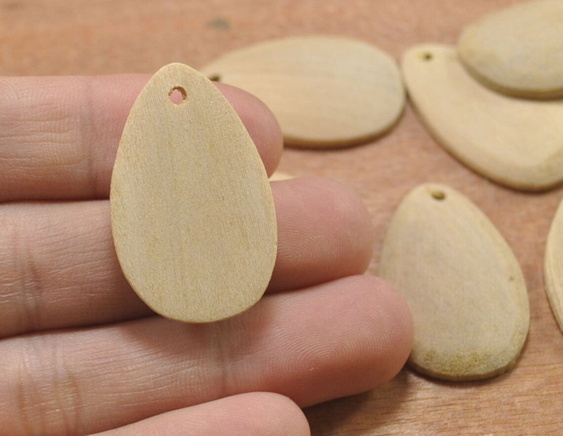 20pcs Small Water-drop Wooden Charm Unfinished Natural Wood - Etsy