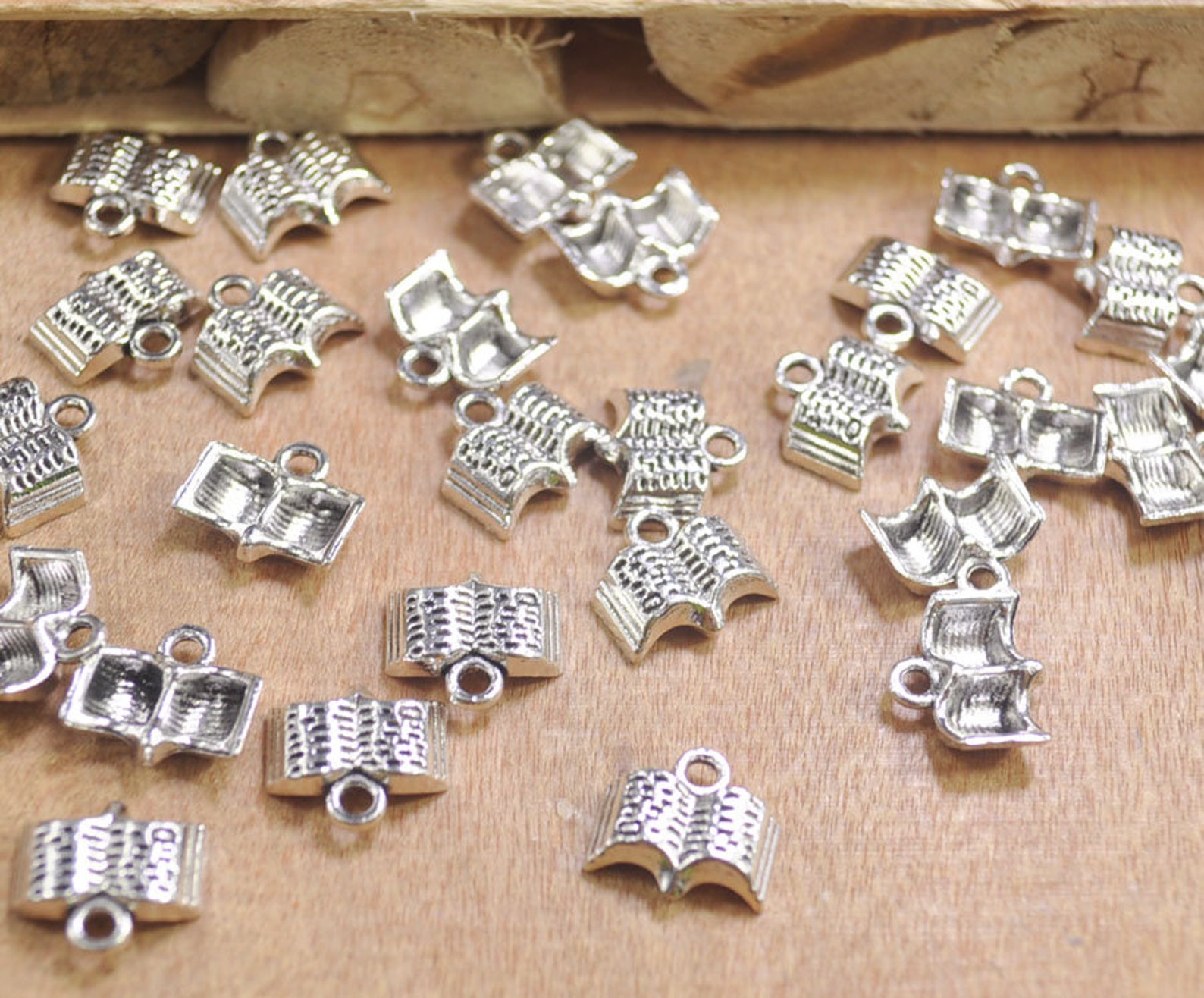 50pcs Antique Silver Open Book Charmsbook Pendant 12x11mm - Etsy
