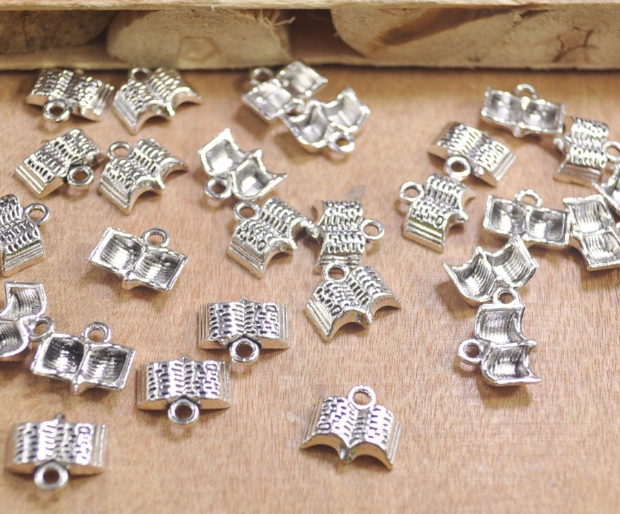 50pcs Antique Silver Open Book Charms,book Pendant -- 12x11mm - Etsy