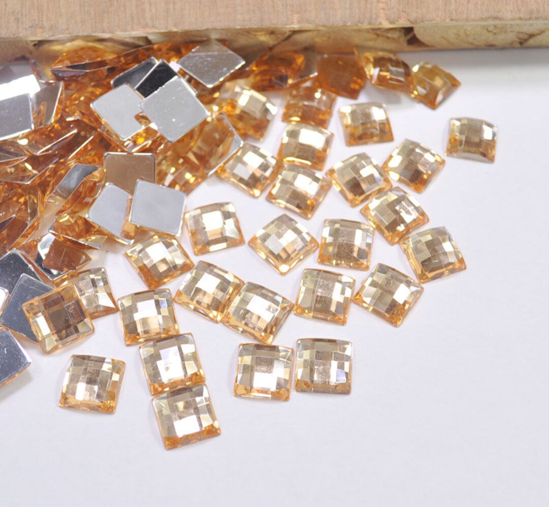 Champagne Acrylic Cube Box Square Loose Rhinestones Supply,10mm Square ...
