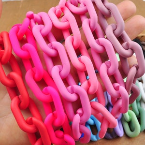 24 Color,matte Oval Cable Chunky Chain Links,plastic Open Chain Link ...