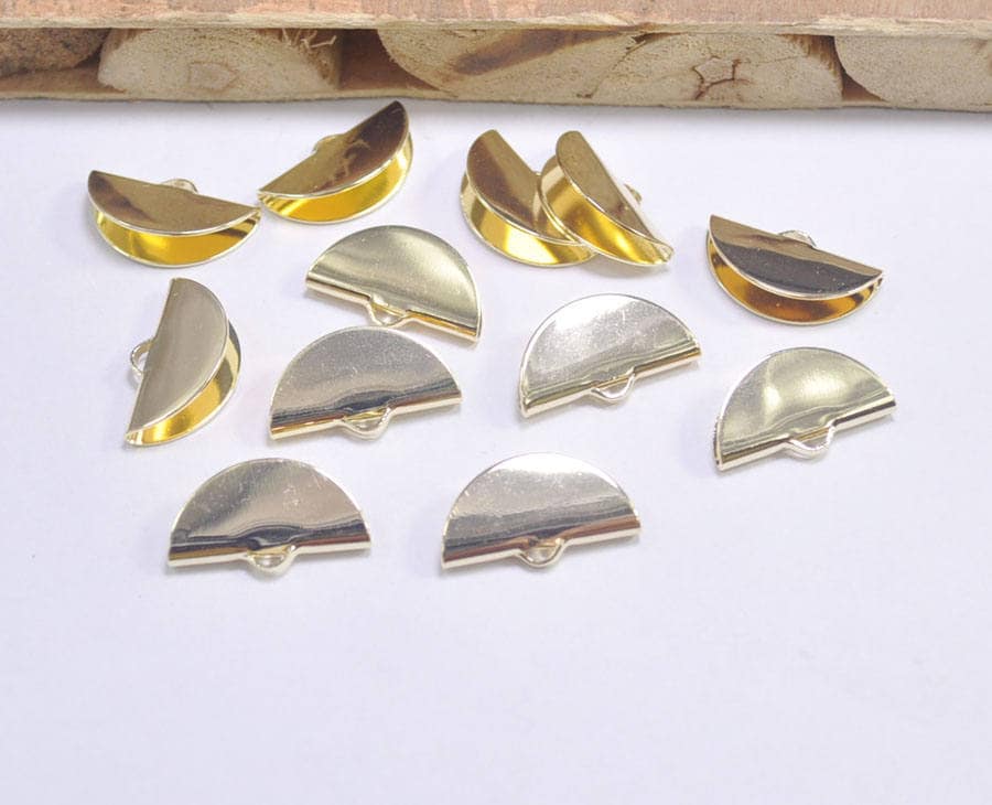 10pcs Gold Plated Brass Half Circle Pendantgold Color Fan | Etsy