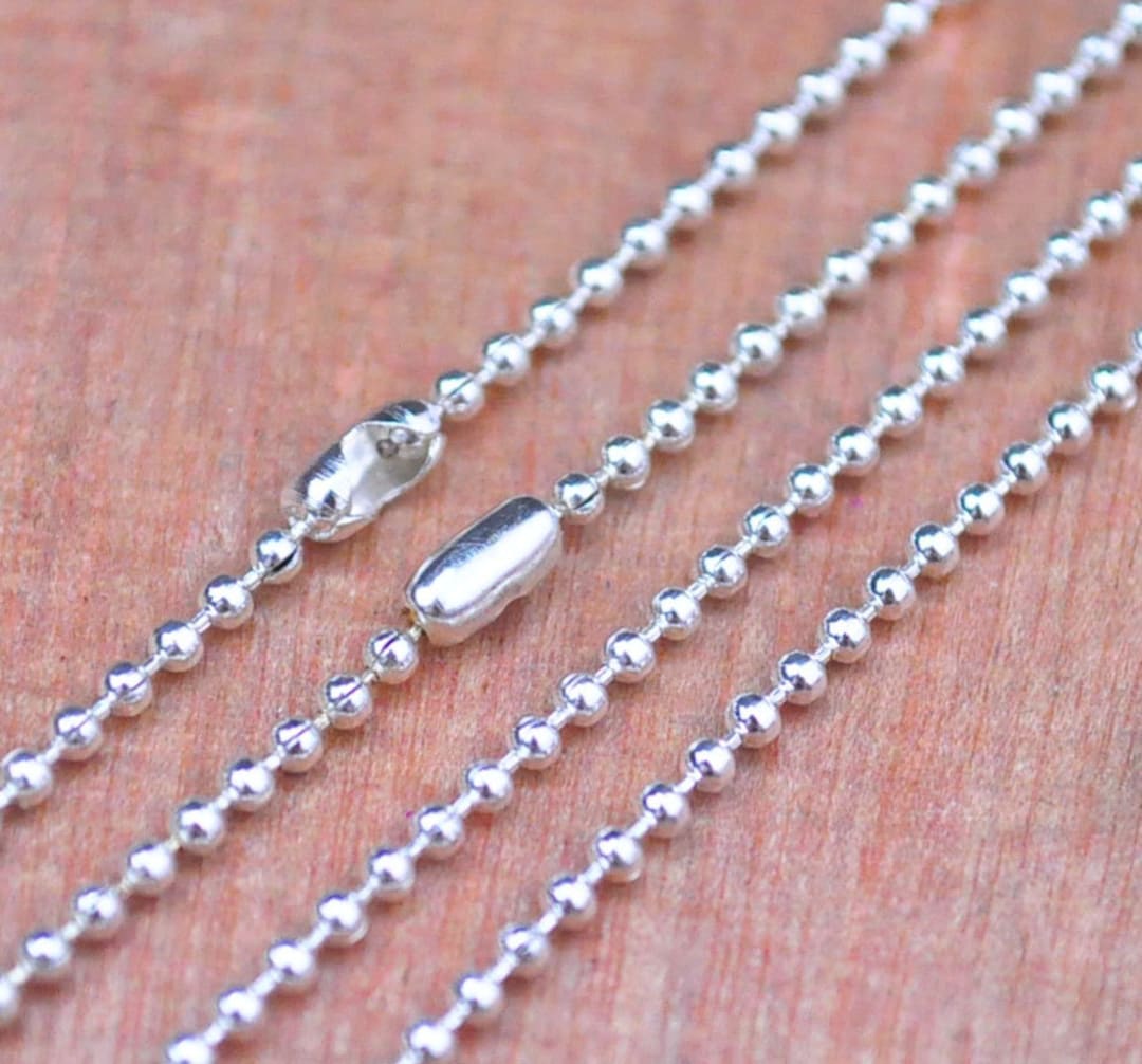 Shiny Silver Ball Chain Necklaces With Connectors.27.5 Inch Long Chain ...