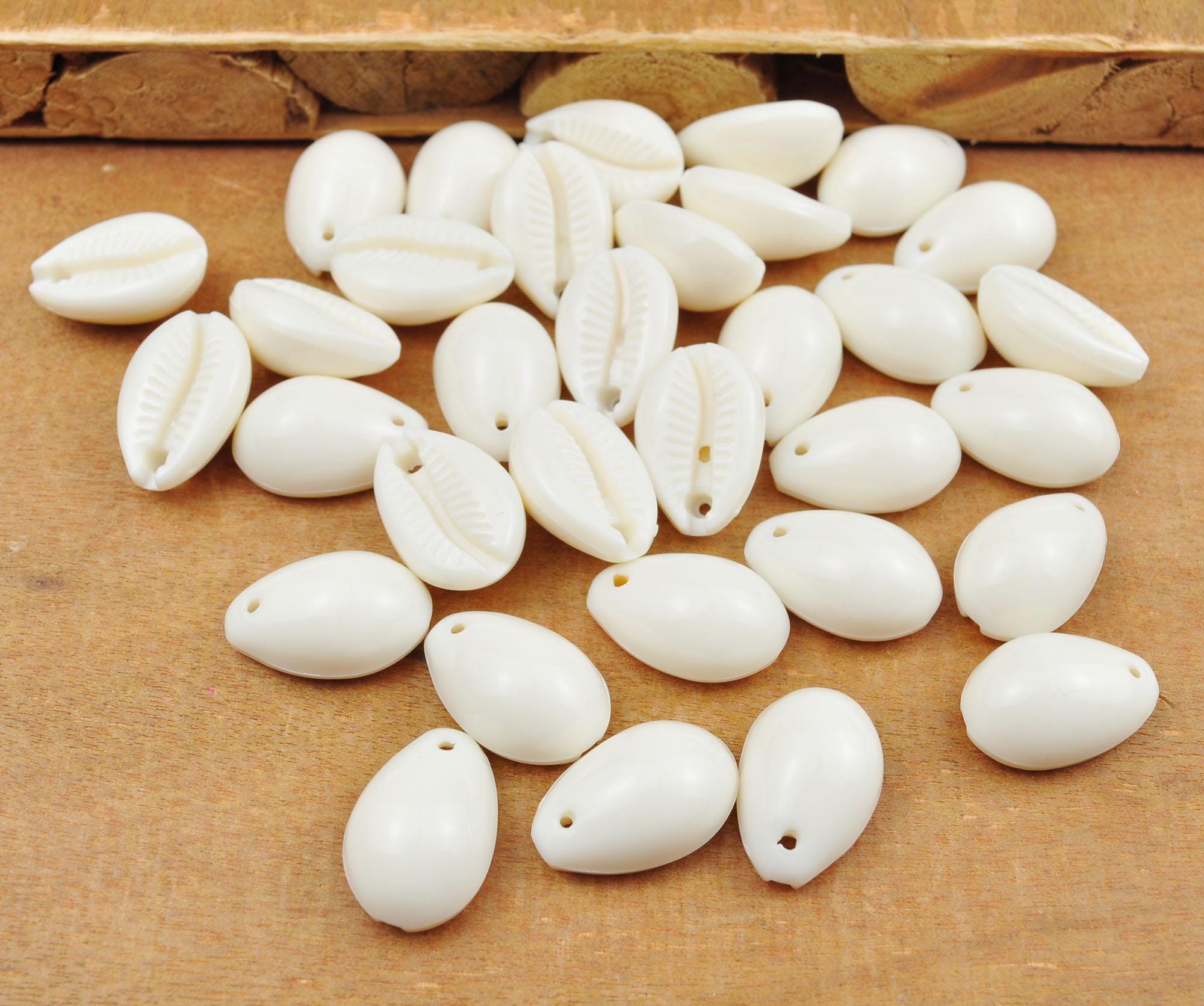 50pcs Cowrie Shells,acrylic White Sea Shell Beads With Hole,diy Cowrie ...