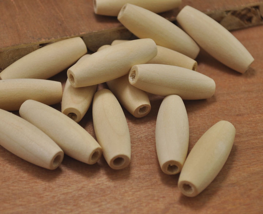 Wooden Beads,20pcs Unfinished Natural Wood Beads Large Oval Ellipse ...