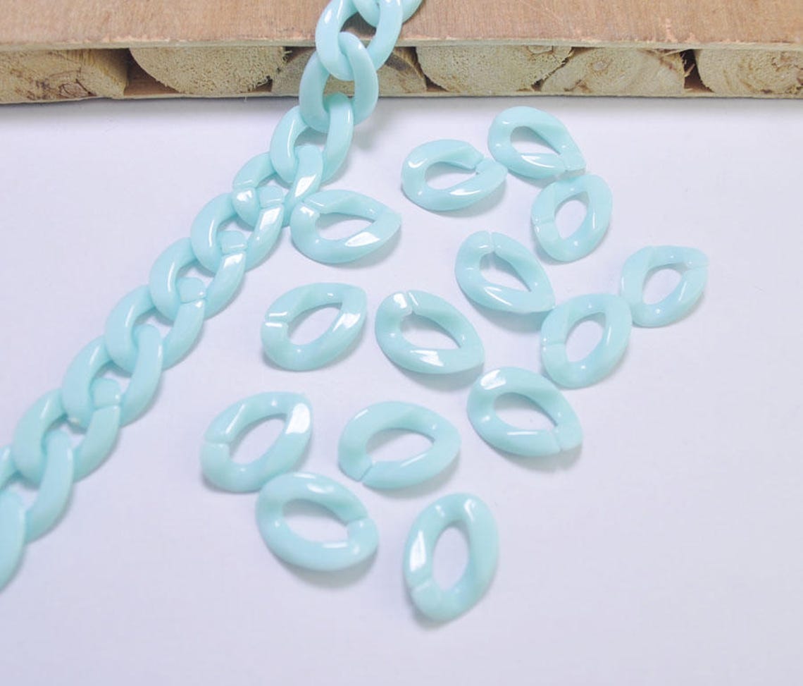 50pcs Light Blue Chunky Chain Linksplastic Open Chain - Etsy