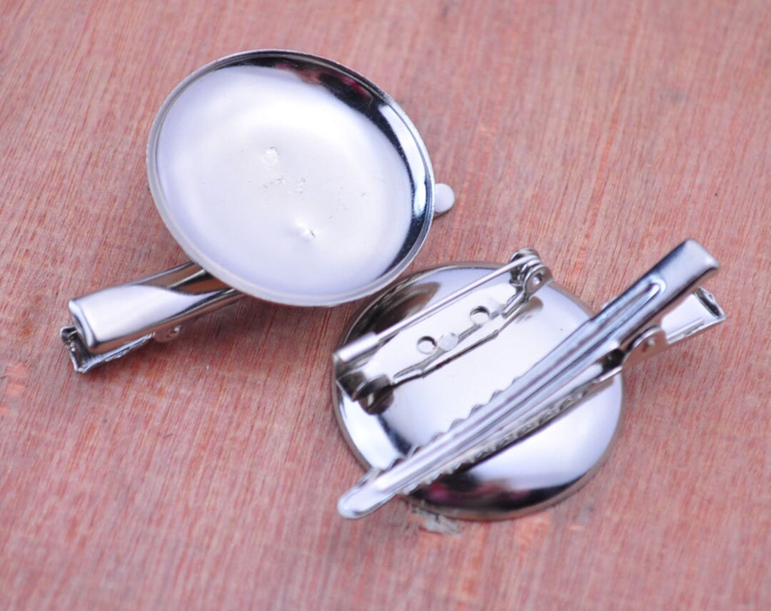 Good Quality--25pcs Silver Hair Clip Brooch Pin Backings,silver Metal ...