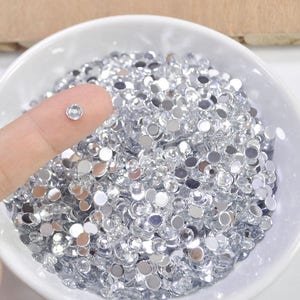1000pcs Transparent Rhinestones,acrylic Round Rhinestones,faceted,flat ...