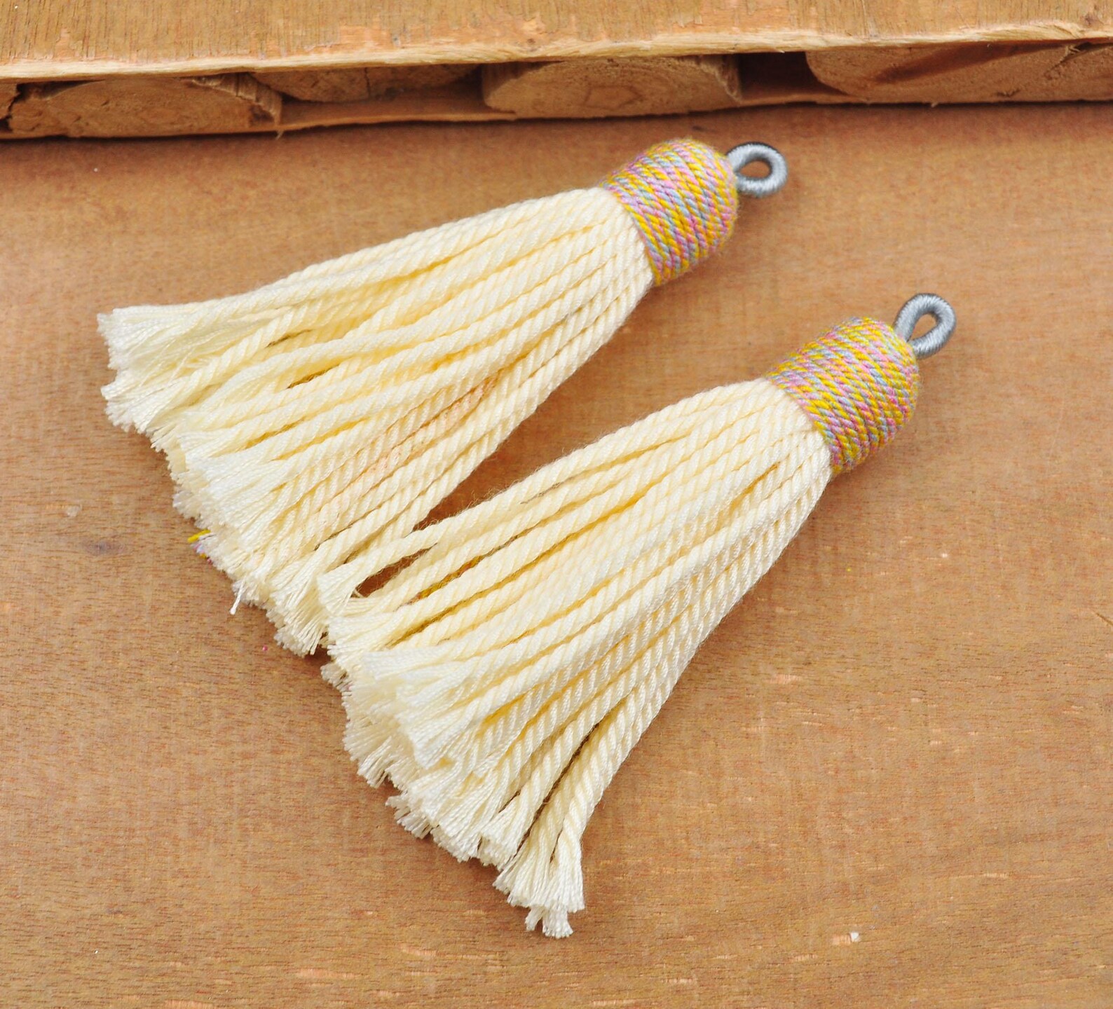 1-100 Cream Tassels，2.75“ Tassel Cotton Boho Tassel,rope Tassels，tassel ...
