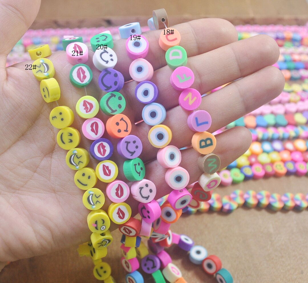 40pcs,smiley Face Emoji Smile Stars/evil Eye/alphabet/red Lips Beads ...