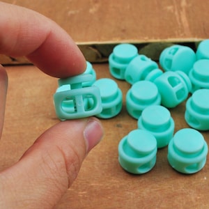 10 Plastic Toggle Cord Lock,aqua Spring Button Toggles,double Hole ...