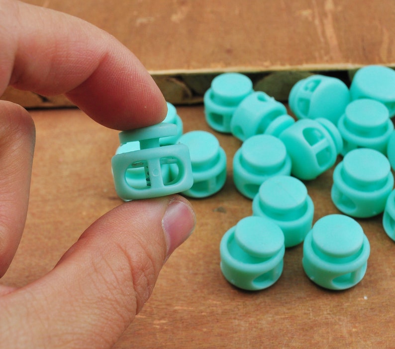 10 Plastic Toggle Cord Lock,aqua Spring Button Toggles,double Hole ...