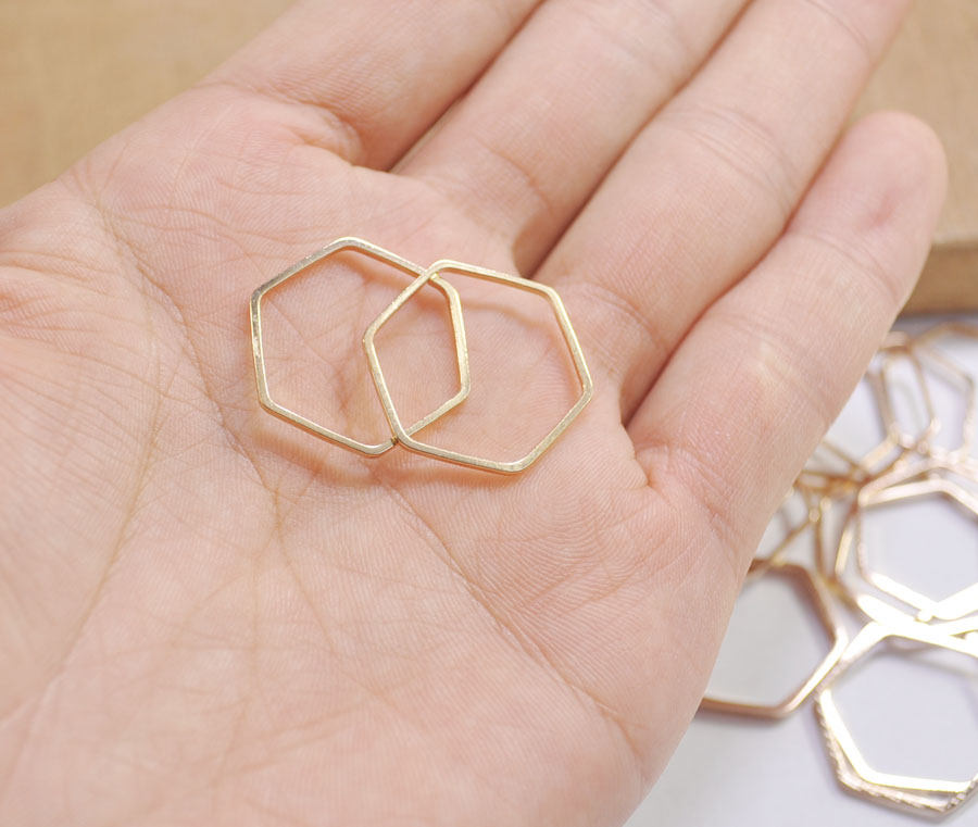 35pcs 22mm Flat Hexagon Charmkc Gold Plated Brass Hexagon - Etsy