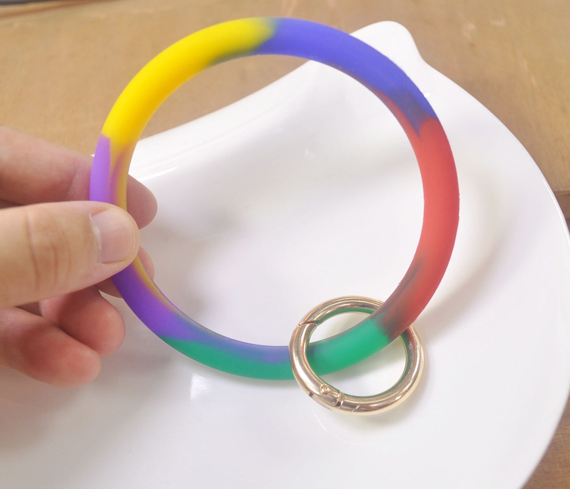 1 Pcs Colourful Silicone Bangle Bracelet Keychainkey | Etsy