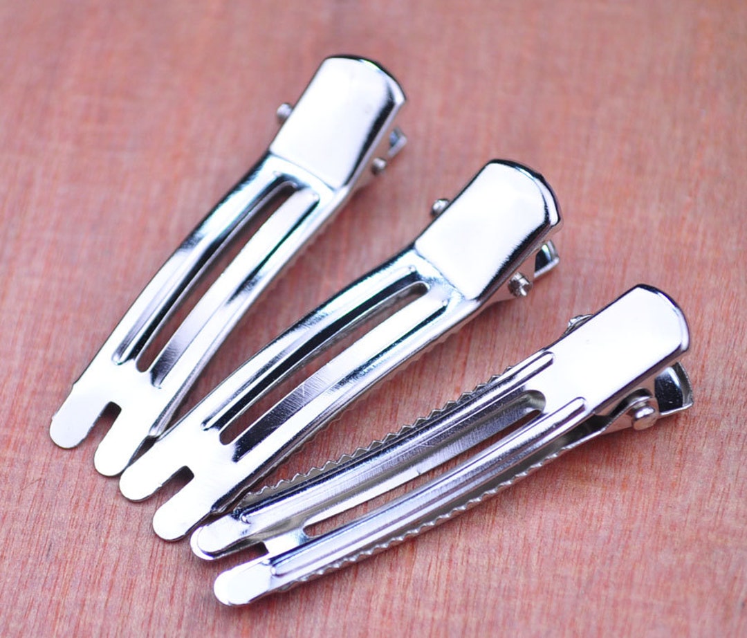 50pc Silver Double Prong Metal Hair Alligator Clip With Teeth,alligator ...