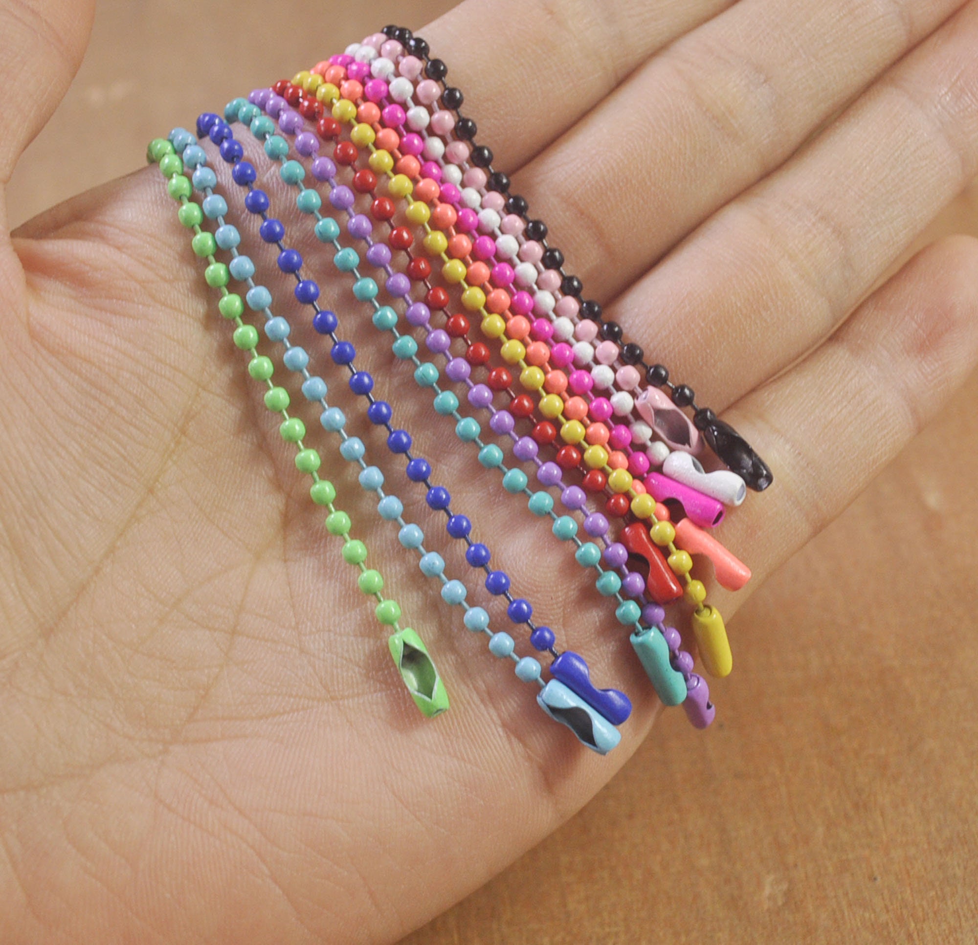 Set of 100pcs 4.5 Inch Mixed Color Ball Chain,2.3mm Ball Keychain, Hang ...