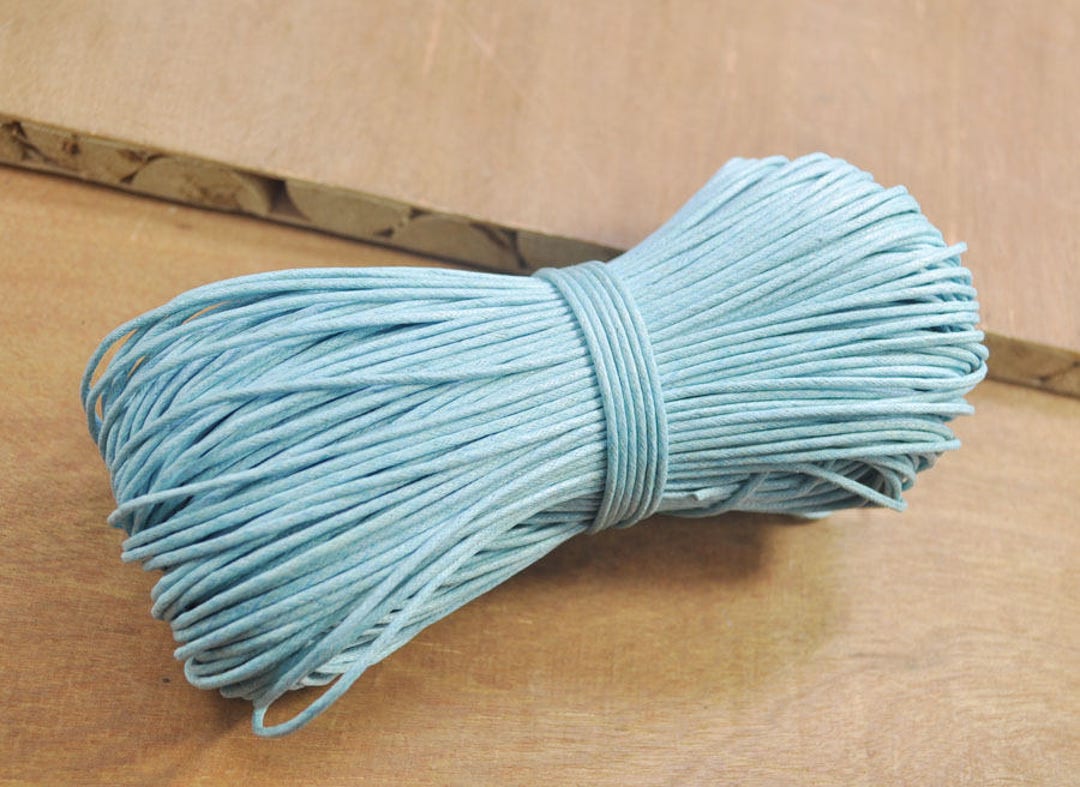 100 Yards Waxed Cotton Cords,1.5mm Light Blue Color Cotton Cord ...