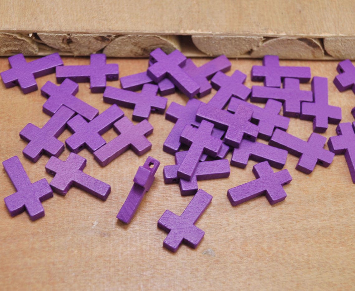 50pcs Purple Wood Cross Pendantswooden Crosseswooden - Etsy