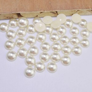 50pcs Ivory Cream Pearl Flatback Decoden Cabochons, Half Pearl ...