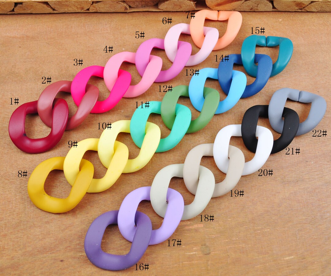 10-100pcs Acrylic Chunky Chain Links,multi Rainbow Color Plastic Open ...