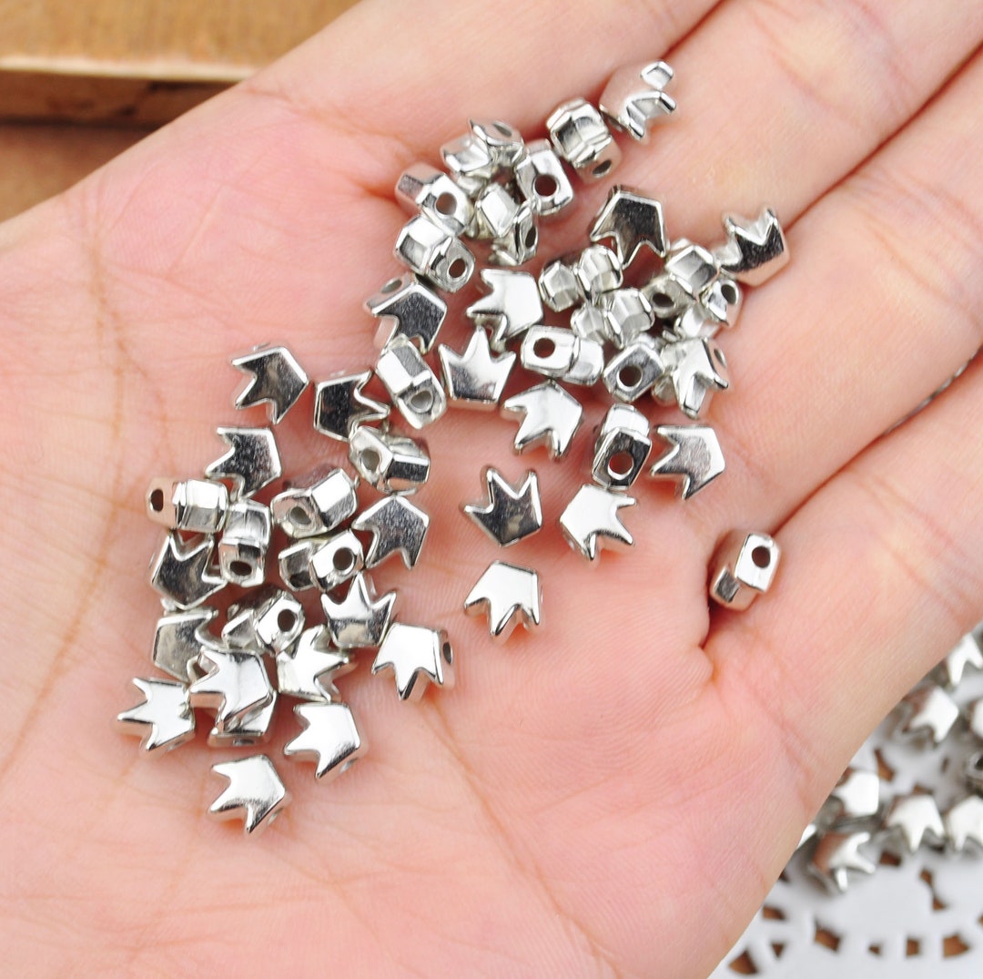 7mm Silver Tiny Crown Shape Beads, Cute Plastic Crown Spacer Beads,ccb ...