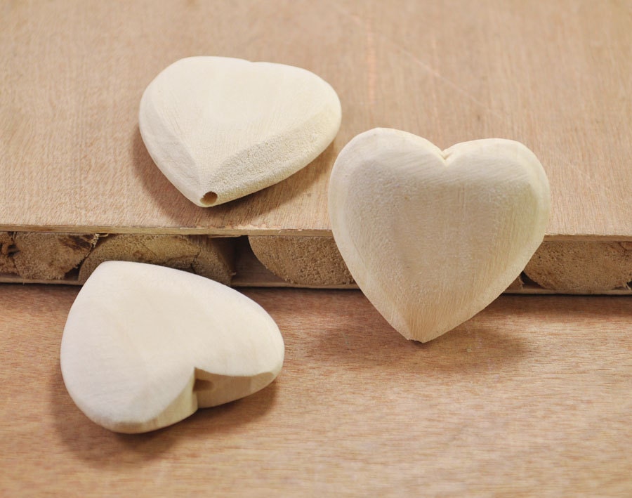 10pcs Large Unfinished Love Heart Wood Pendantnatural Wooden | Etsy