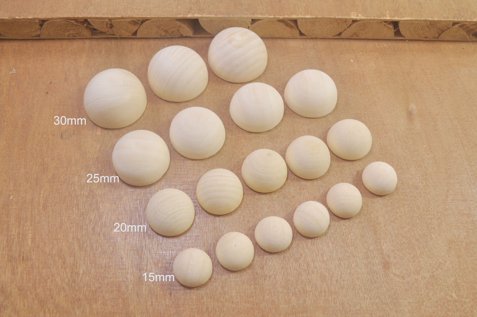 30pcs 15/20/25/30/35/40mm Wood Half Split Balls,dome Ball, Unfinished ...