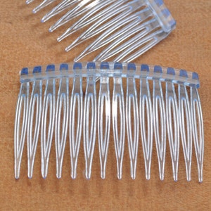 20pcs 14 Teeth Blue Color Hair Combs,clear Plastic Hair Combs DIY 70mm ...