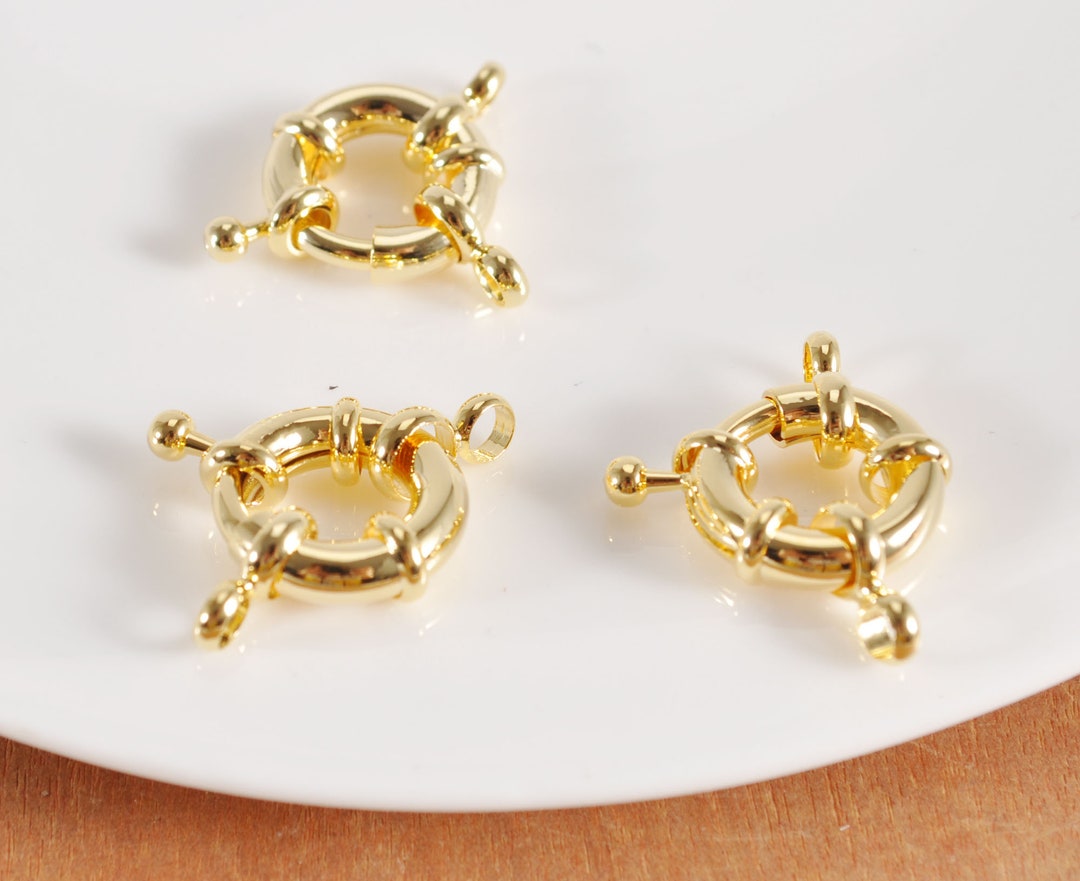 1-100pcs 18K Gold Wheel Spring Ring Clasp, 15mm Necklace Bracelet ...