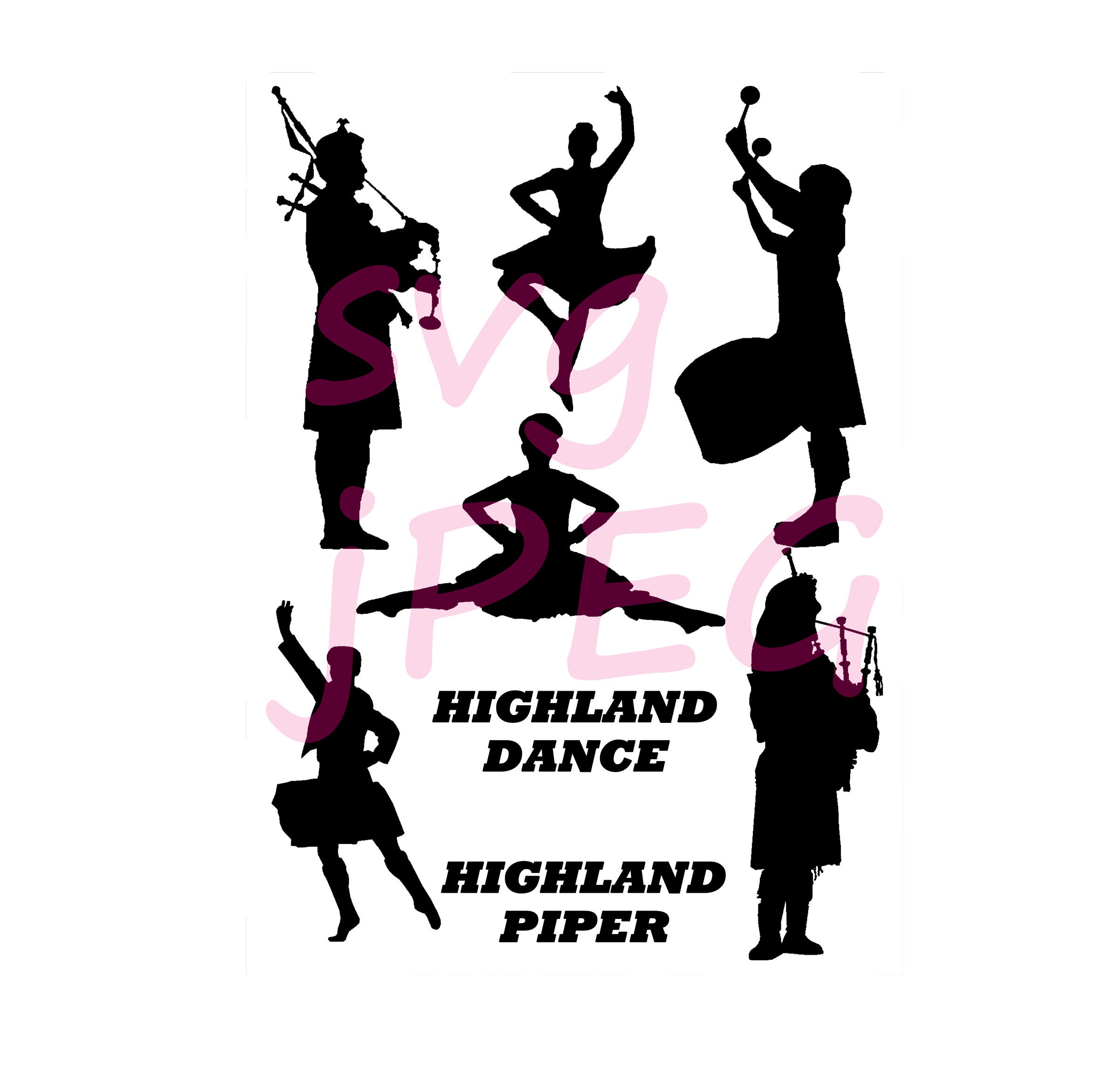 Highland Piper & Dancer Jpeg for SVG - Etsy