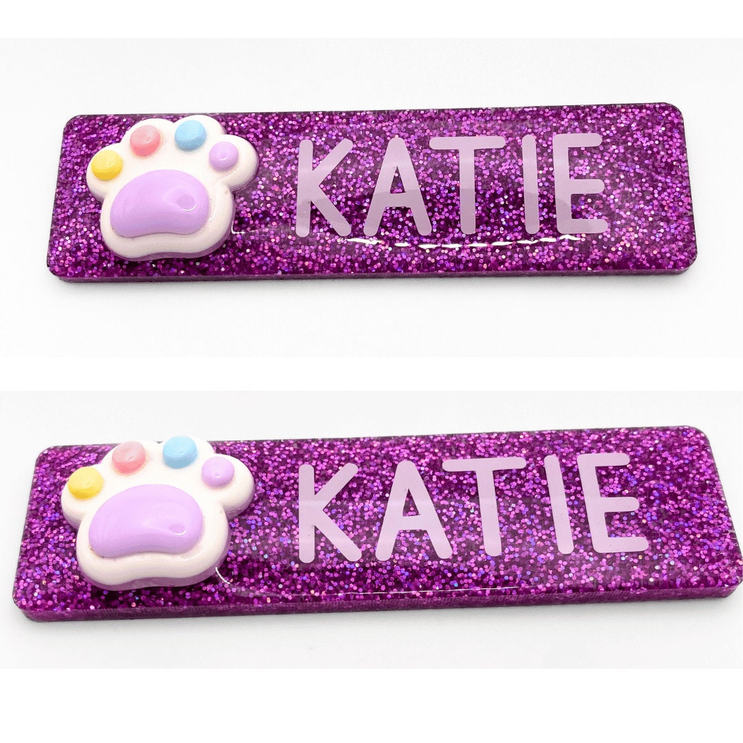 Cute Paw Print Name Tag - Etsy