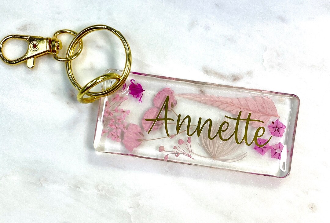 Custom Floral Keyring With Name - Etsy