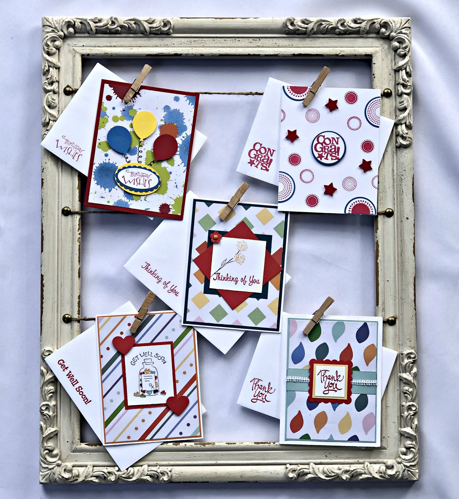 Handmade Stamped Assorted Variety Cards Set of 5 Cards With Matching ...