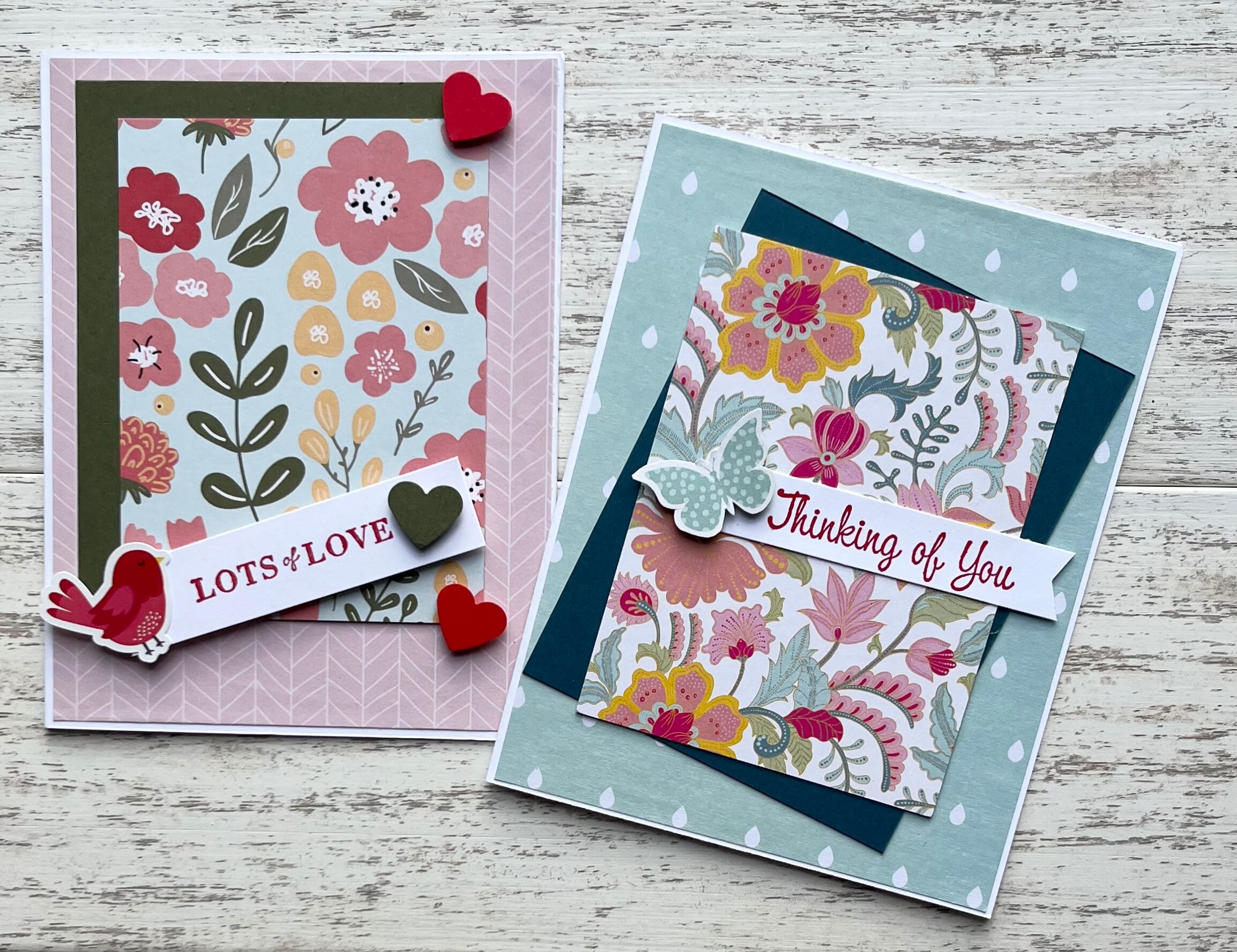 All Occasion Handmade Floral/spring Themed Cards Set of 4 - Etsy