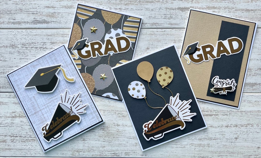 Graduation Handmade Cards Set of 4. Celebrate GRAD Cards Variety - Etsy