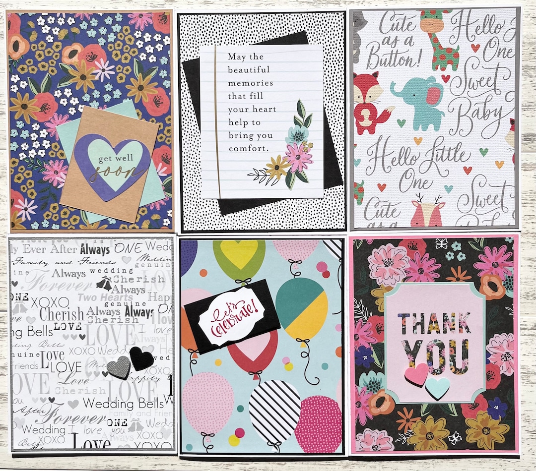 All Occasion Handmade Cards Set of 6 - Etsy