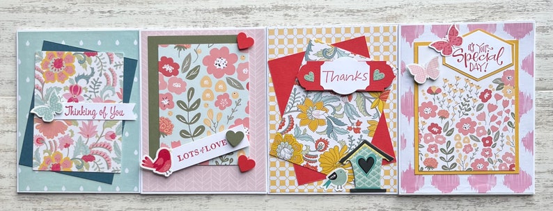 All Occasion Handmade Floral/spring Themed Cards Set of 4 - Etsy