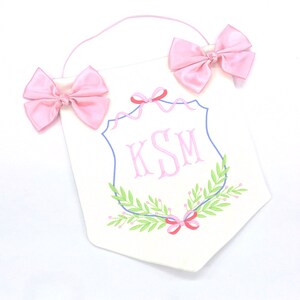 Monogrammed Pale Pink & Blue Floral Door Hanger - Classic Coquette ...