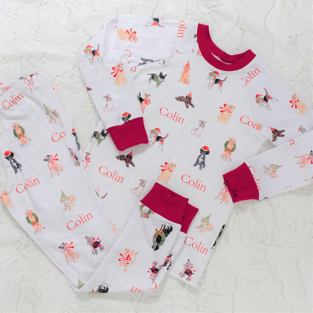 Christmas Dogs Pajamas Kids Christmas Pjs Personalized - Etsy